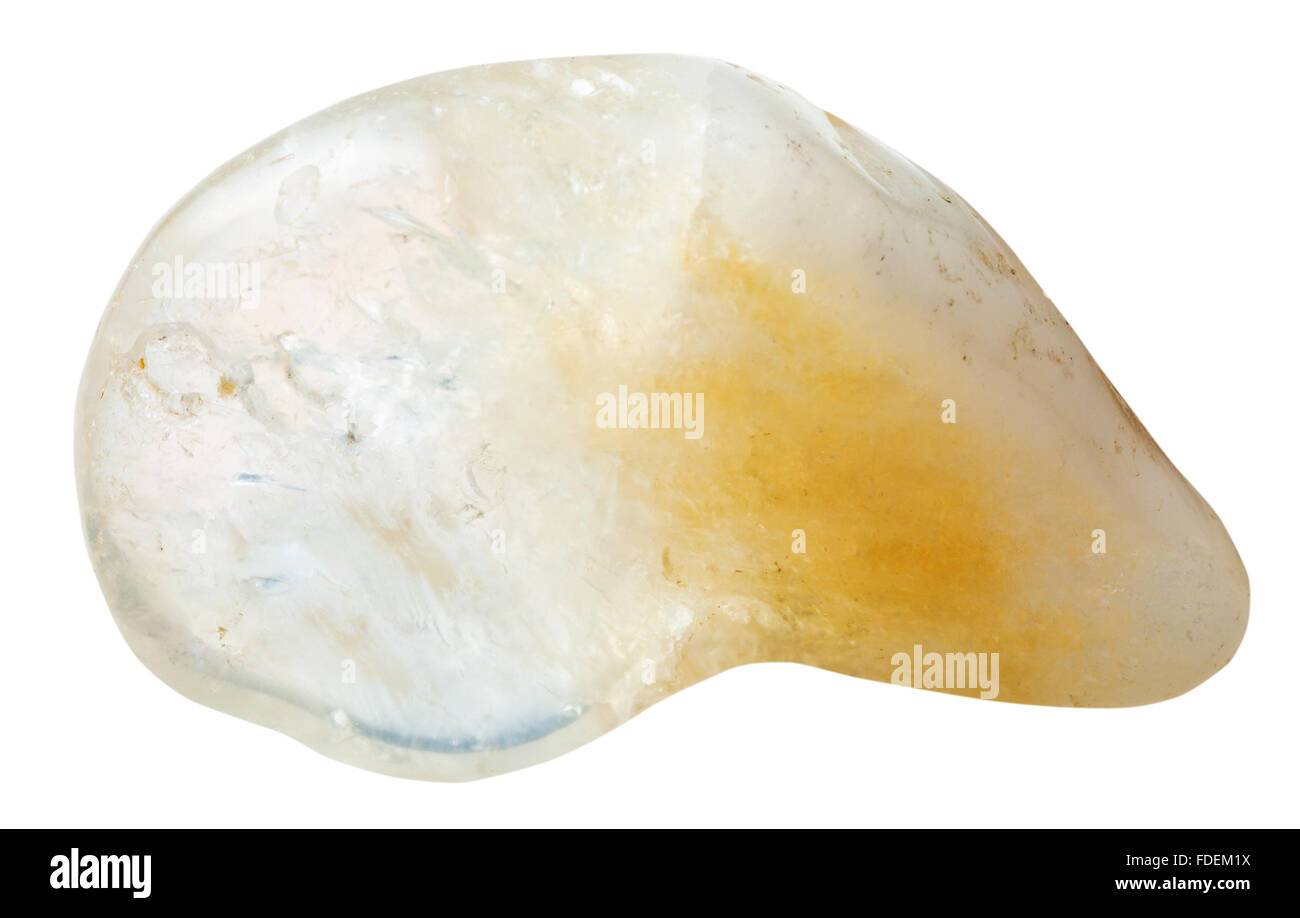 macro shooting of natural mineral stone - tumbled yellow citrine semi ...
