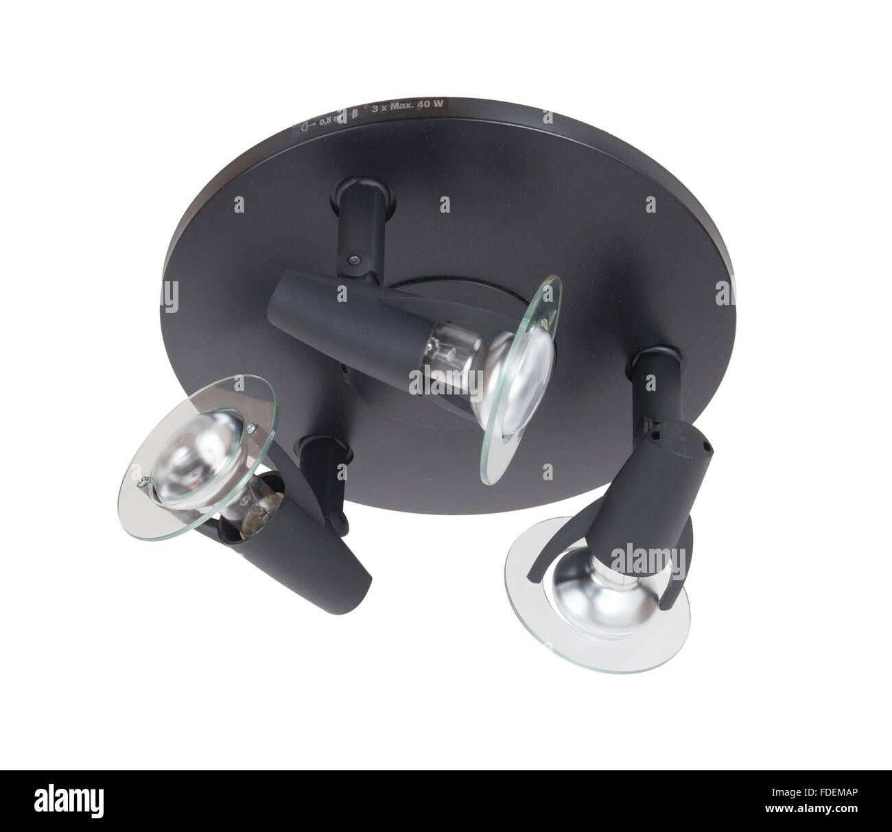 Black ceiling light fixture isolated on white background Stock Photo ...