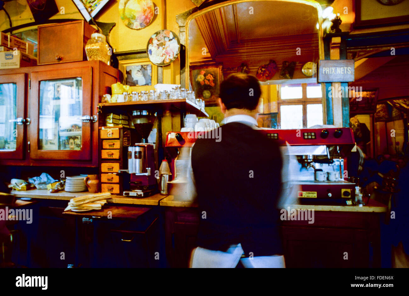 Paris, France, French Waiter, Behind Counter at old Typical French ...