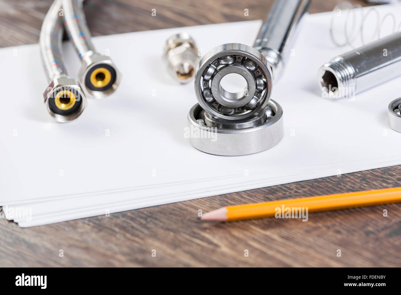 All kinds of plumbing and tools on sheet of paper Stock Photo - Alamy