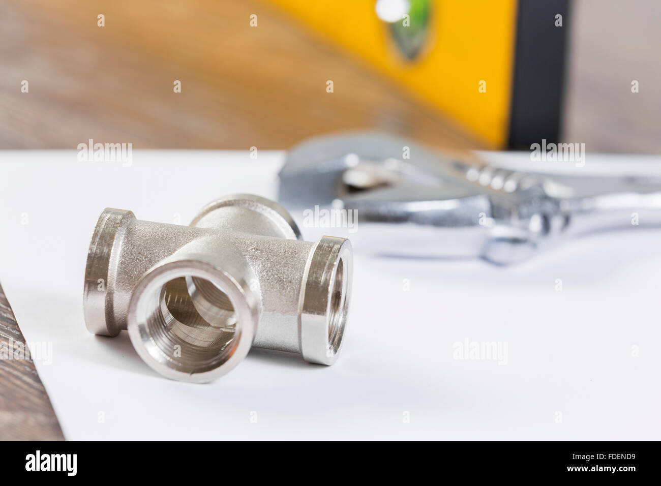All kinds of plumbing and tools on sheet of paper Stock Photo - Alamy