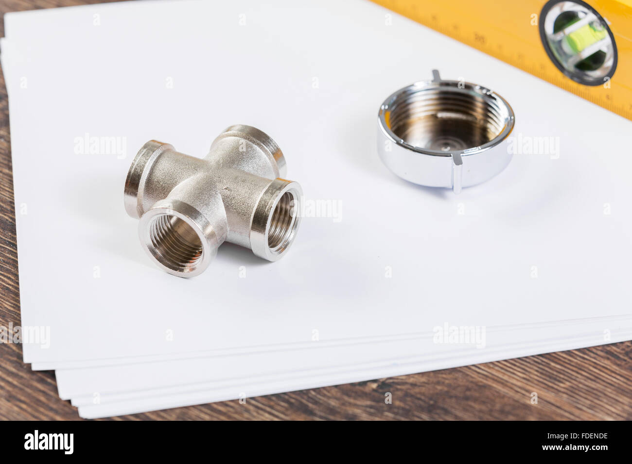 All kinds of plumbing and tools on sheet of paper Stock Photo - Alamy
