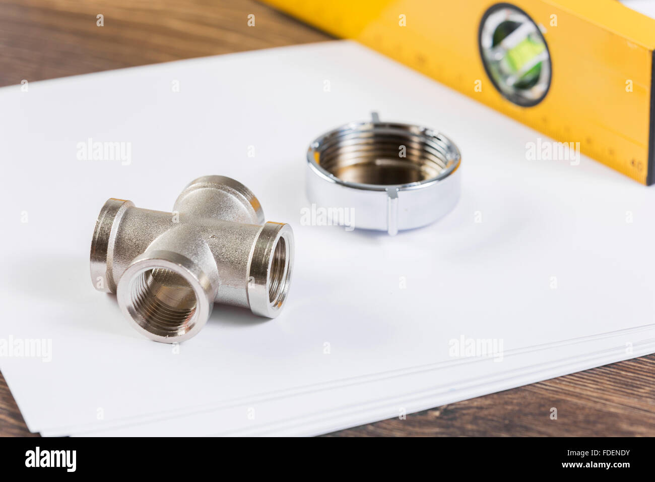 All kinds of plumbing and tools on sheet of paper Stock Photo - Alamy