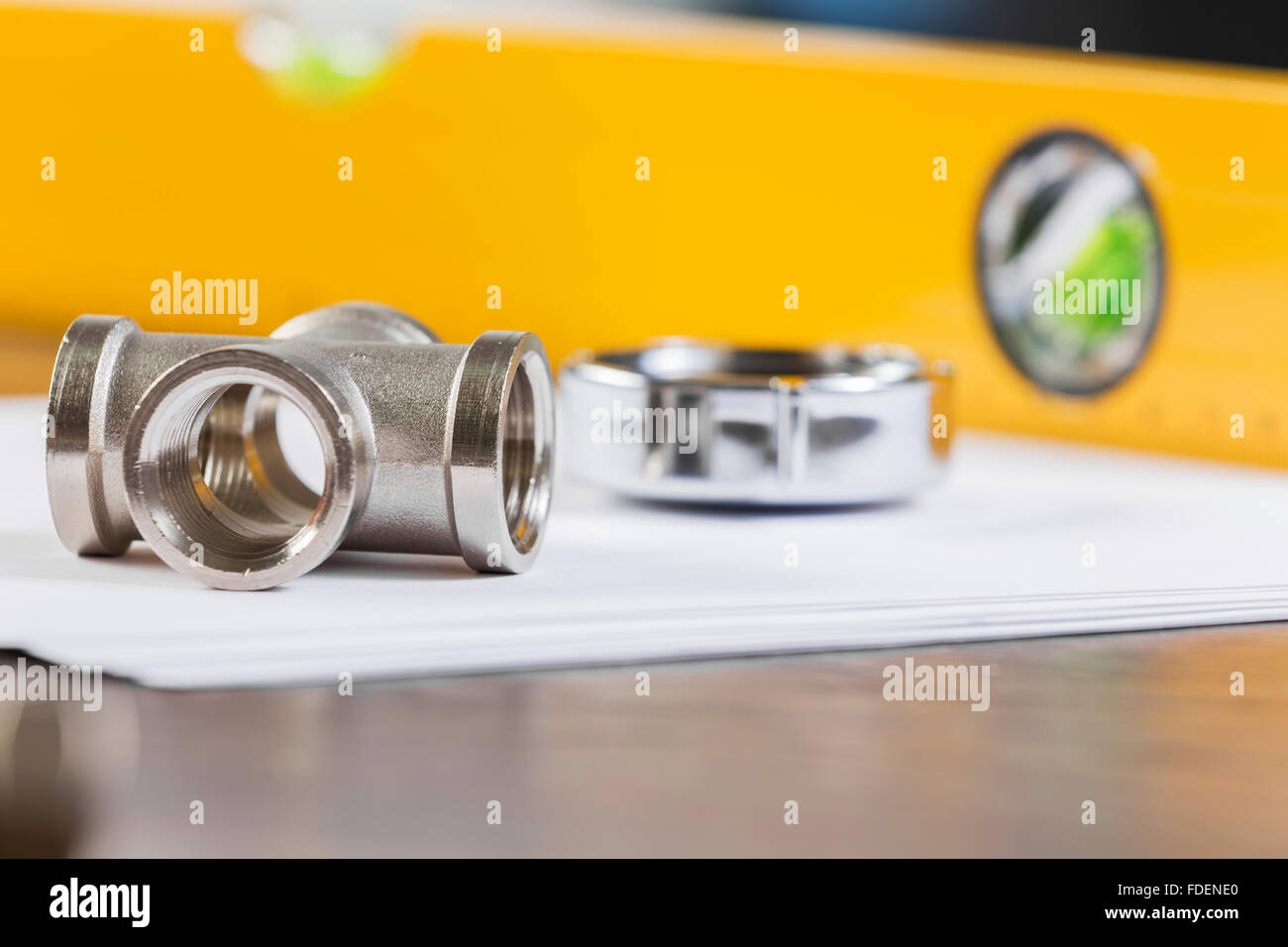 All kinds of plumbing and tools on sheet of paper Stock Photo - Alamy