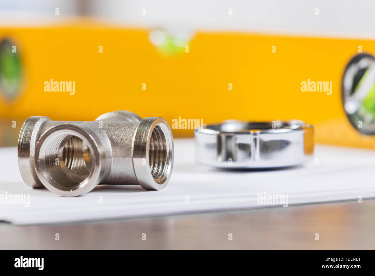 All kinds of plumbing and tools on sheet of paper Stock Photo - Alamy