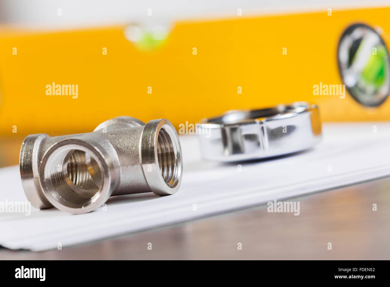 All kinds of plumbing and tools on sheet of paper Stock Photo - Alamy