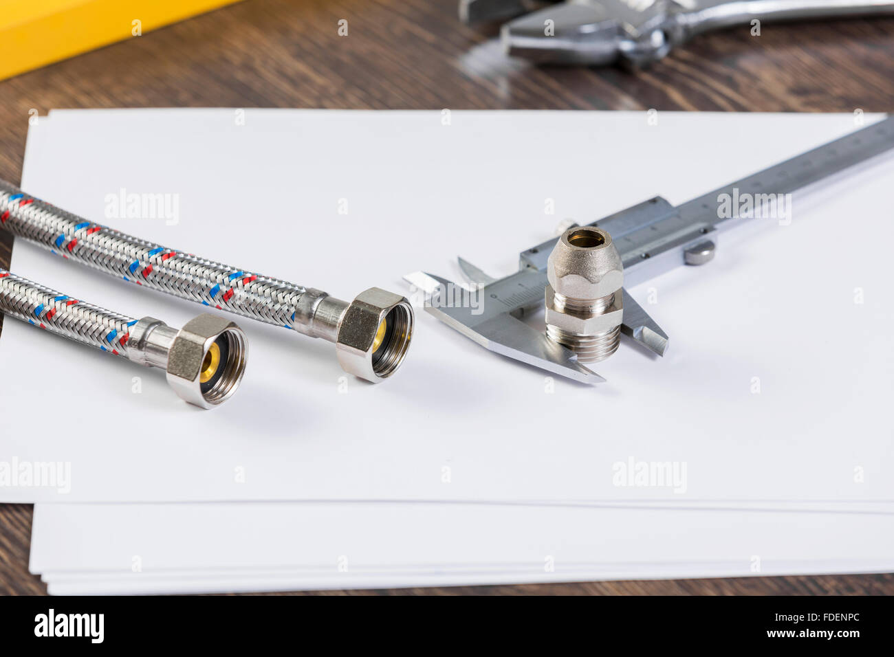 All kinds of plumbing and tools on sheet of paper Stock Photo - Alamy