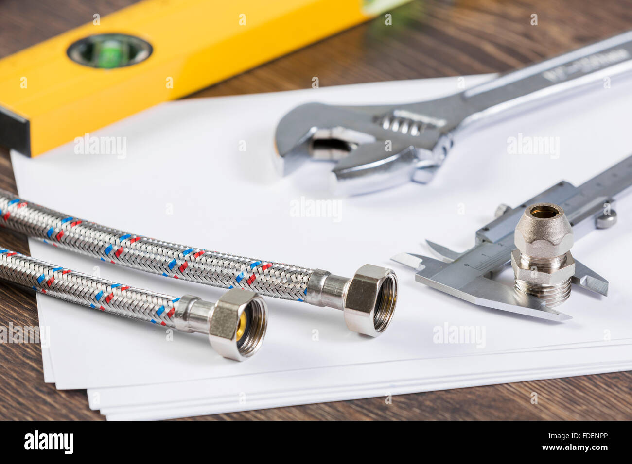 All kinds of plumbing and tools on sheet of paper Stock Photo - Alamy