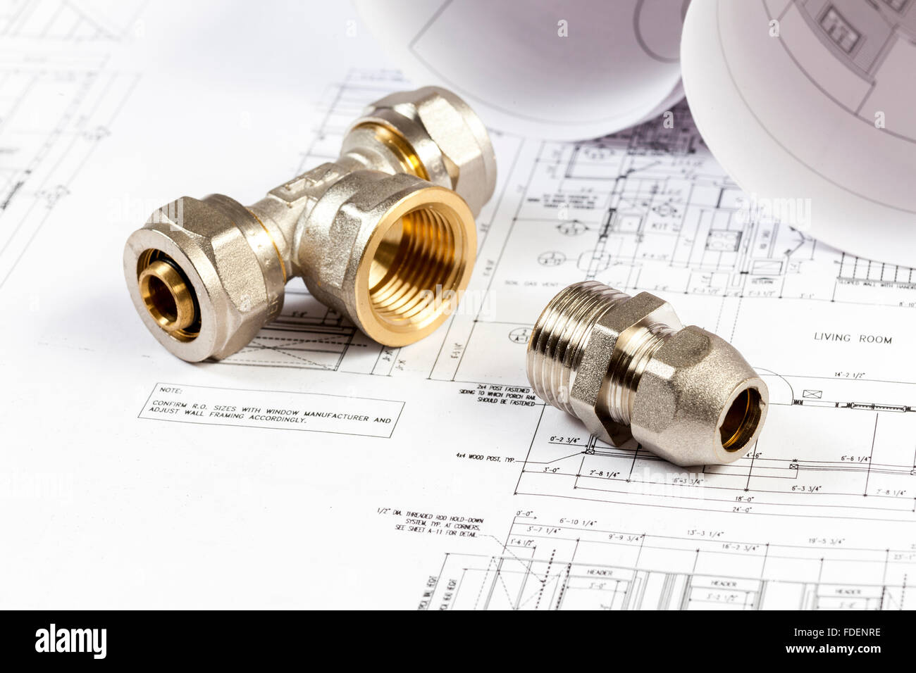 All kinds of plumbing and tools on sheet of paper Stock Photo - Alamy