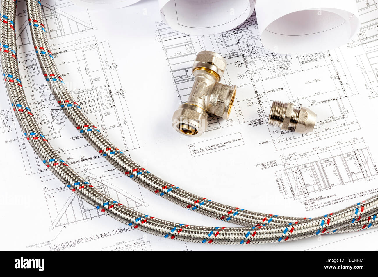 All kinds of plumbing and tools on sheet of paper Stock Photo - Alamy