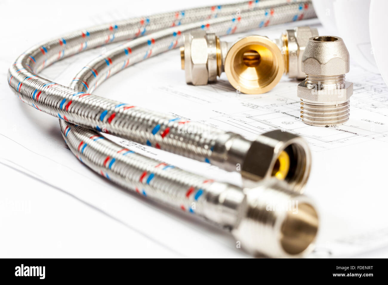 All kinds of plumbing and tools on sheet of paper Stock Photo - Alamy
