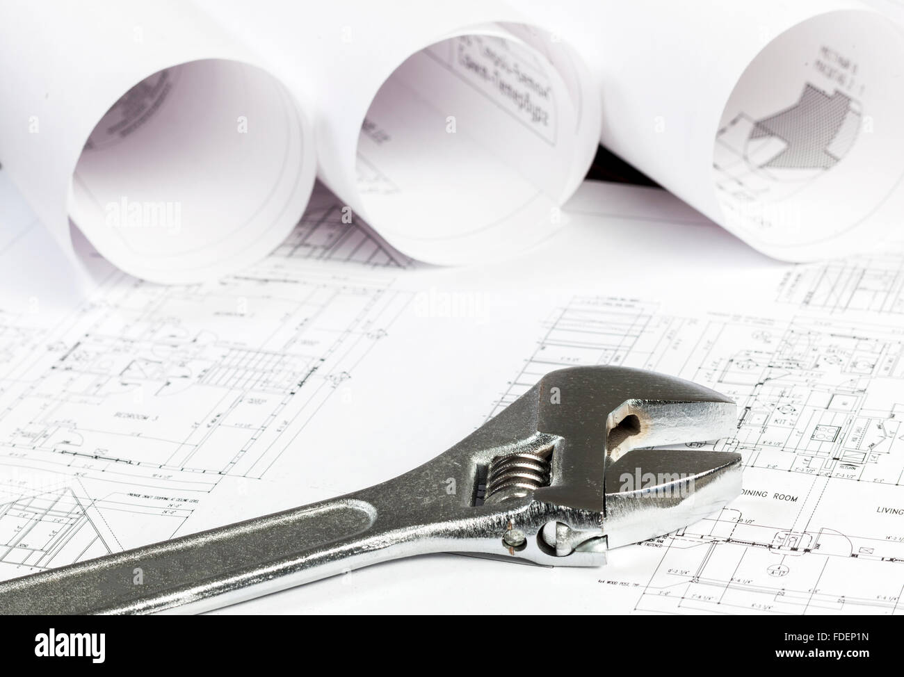 All kinds of plumbing and tools on sheet of paper Stock Photo - Alamy