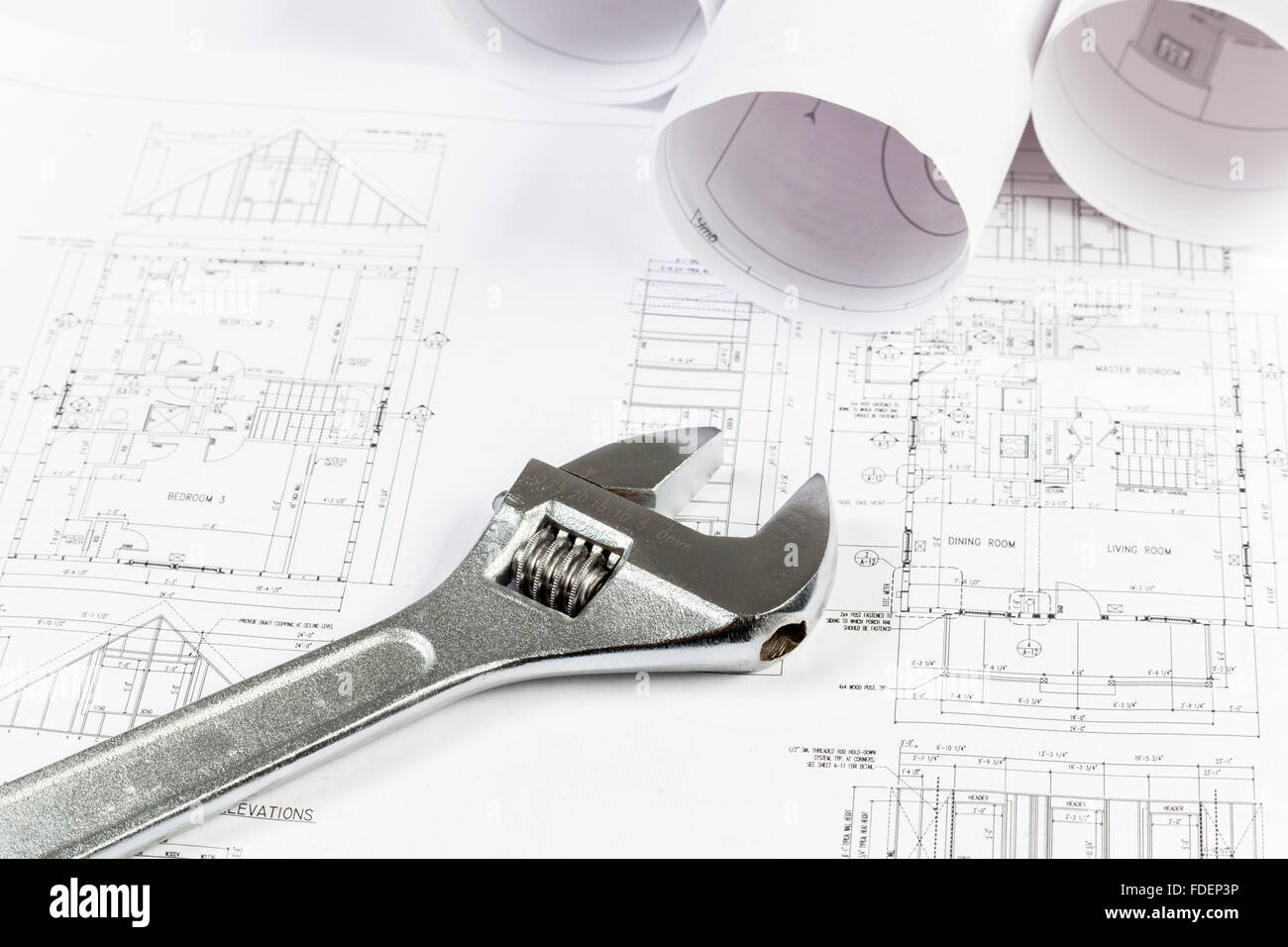 All kinds of plumbing and tools on sheet of paper Stock Photo - Alamy