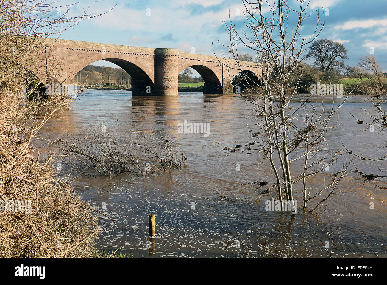 The 19th century Ladykirk and Norham Bridge Stock Photo - Alamy