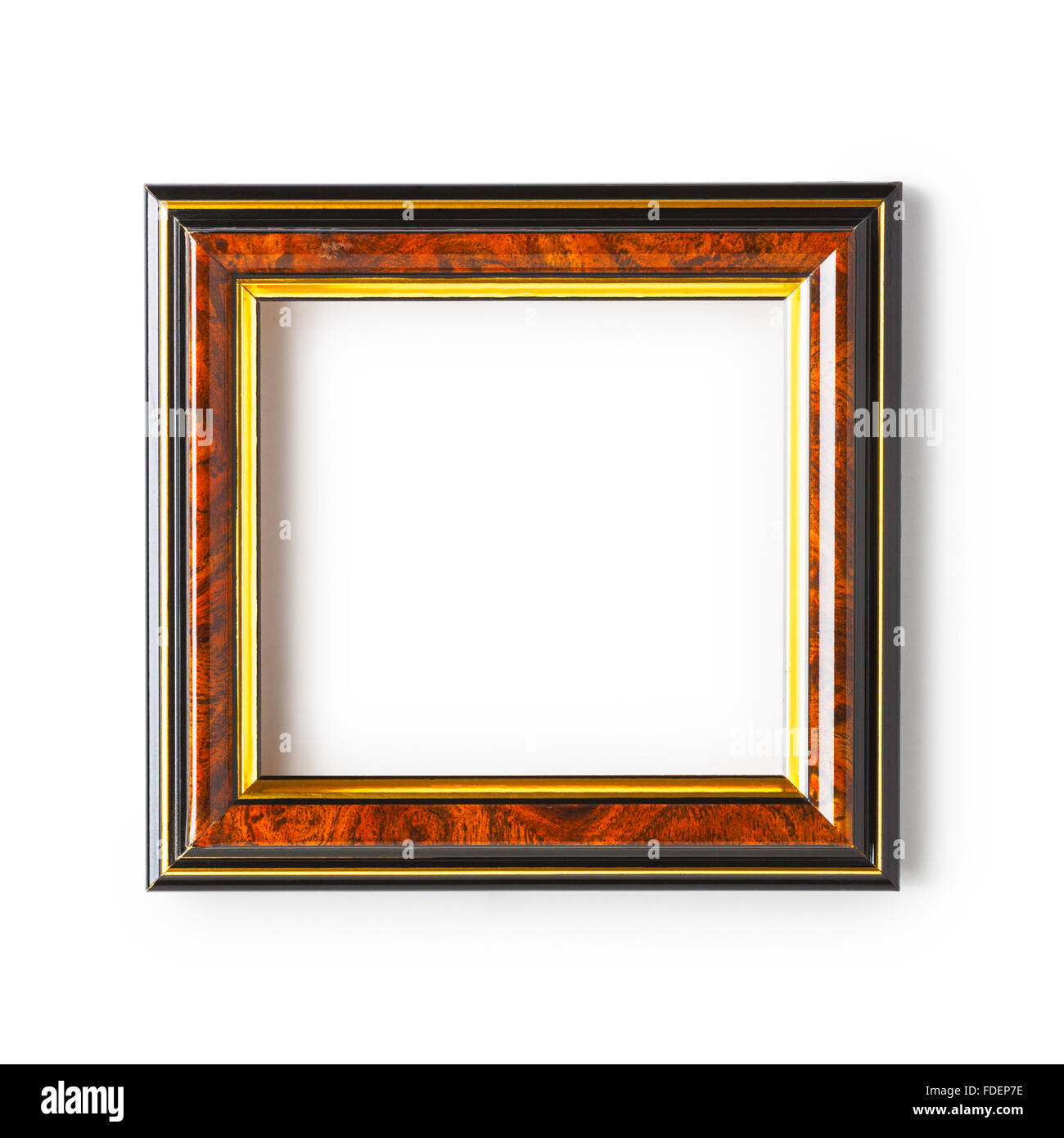 Square small wooden frame isolated on white background. Art gallery ...
