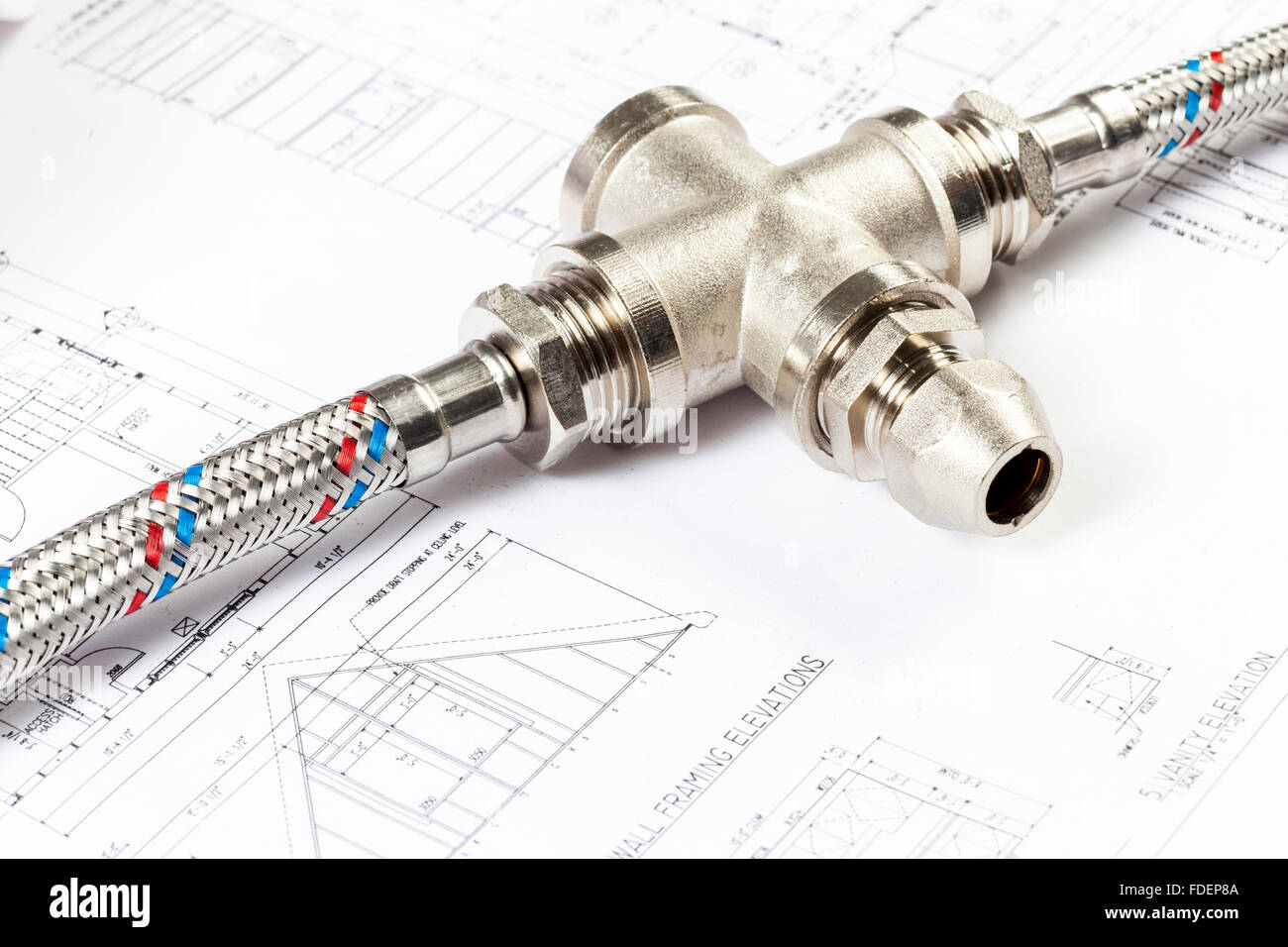 All kinds of plumbing and tools on sheet of paper Stock Photo - Alamy