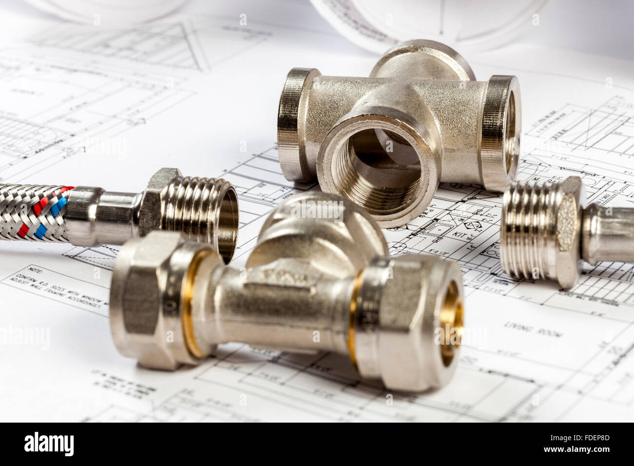 All kinds of plumbing and tools on sheet of paper Stock Photo - Alamy
