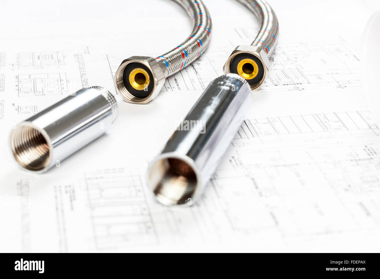 All kinds of plumbing and tools on sheet of paper Stock Photo - Alamy