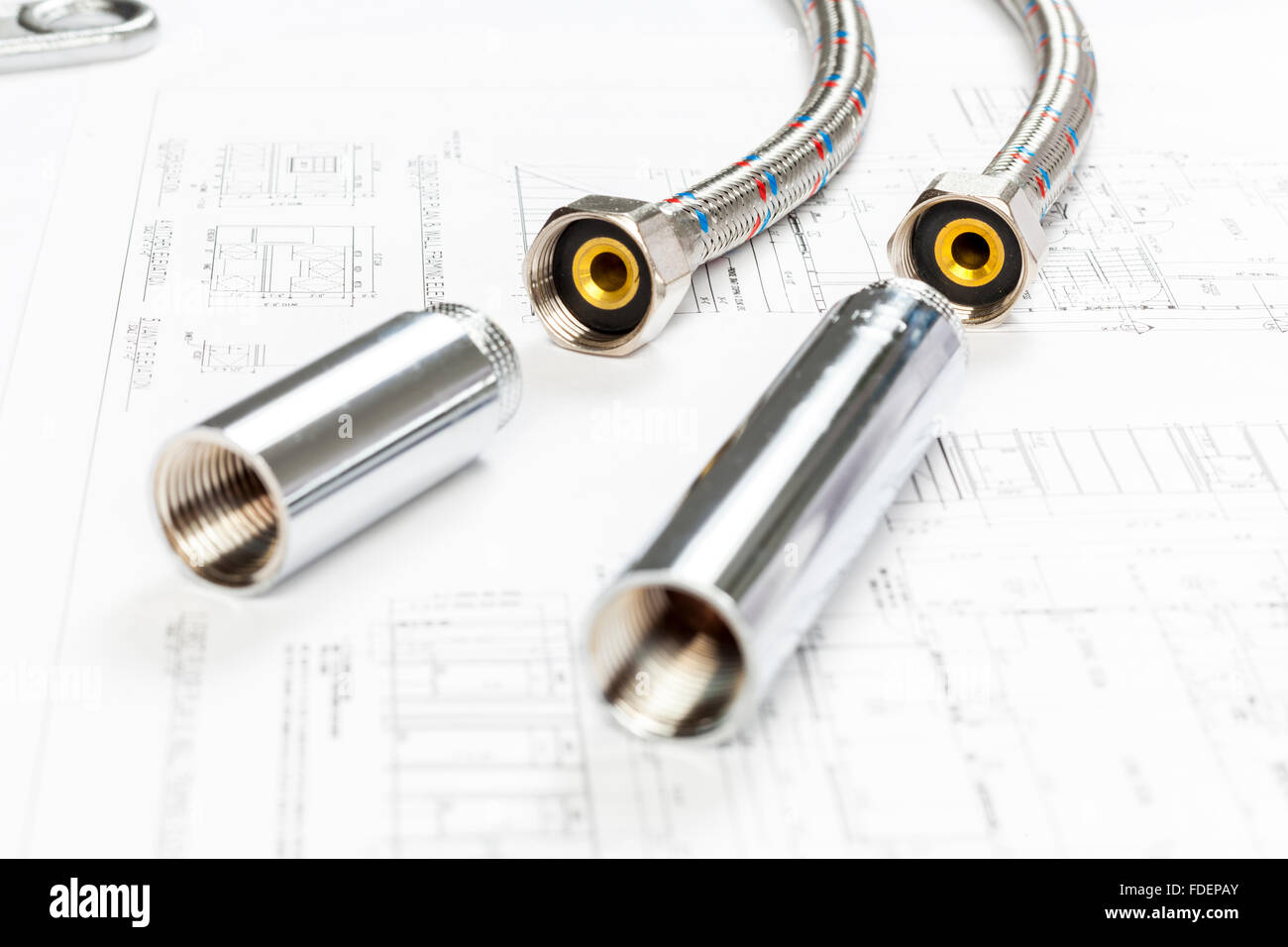 All kinds of plumbing and tools on sheet of paper Stock Photo - Alamy