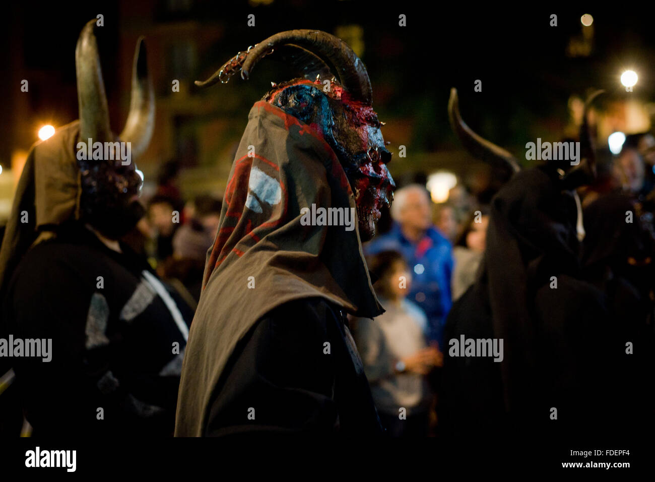Barcelona, Spain, 30th January, 2016.Traditional catalan devils wearing ...