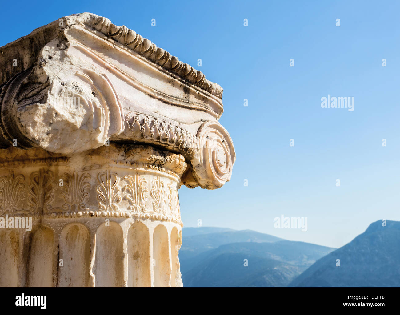 capital of Ionian order column in Ancient Delphi Stock Photo - Alamy