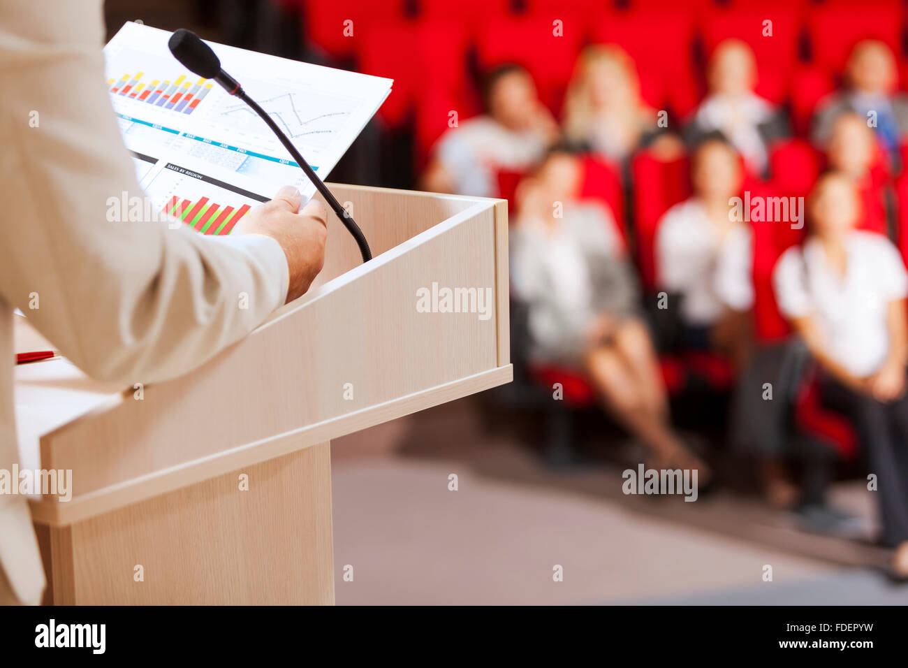 Close up speaker standing podium hi-res stock photography and images ...