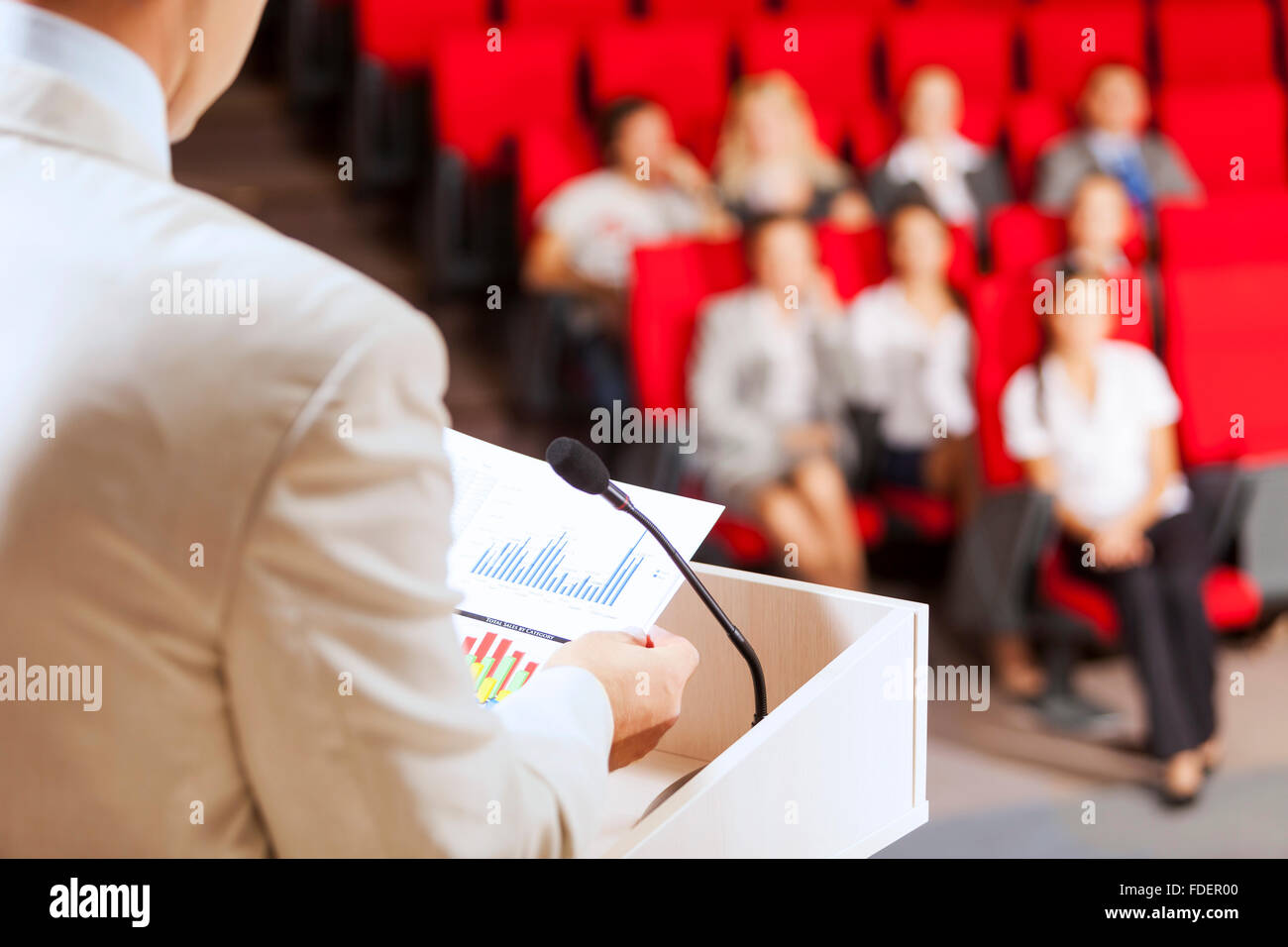 Close up speaker standing podium hi-res stock photography and images ...