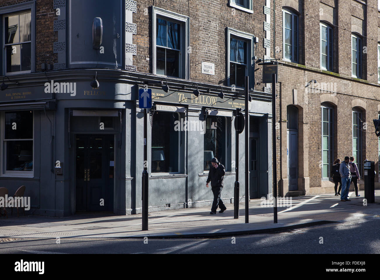 Exterior of The Fellow Pub, York Way, Kings Cross, London Stock Photo ...