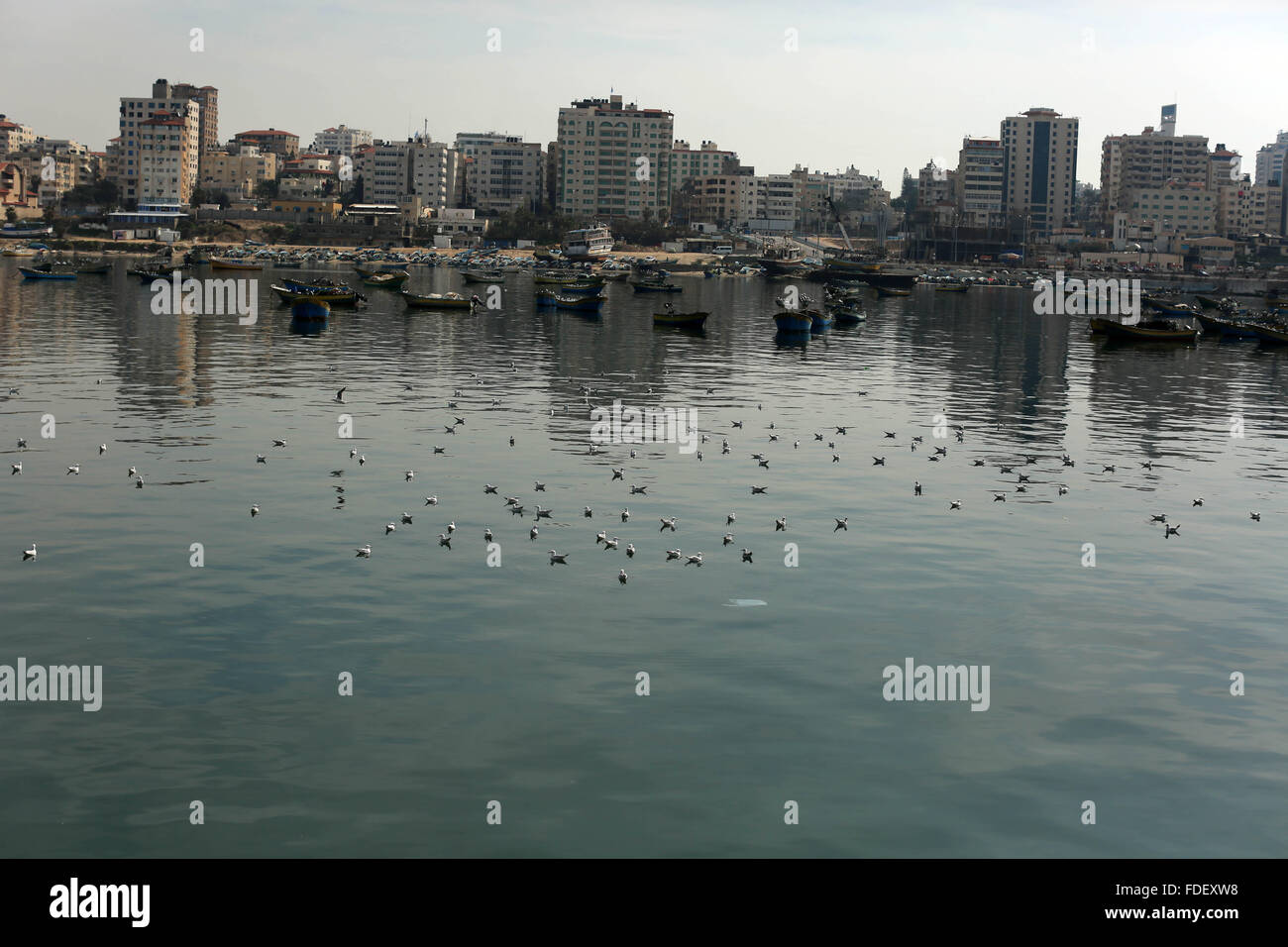 Gaza, Palestine. 30th Jan, 2016. A view of a seaport in Gaza where the ...