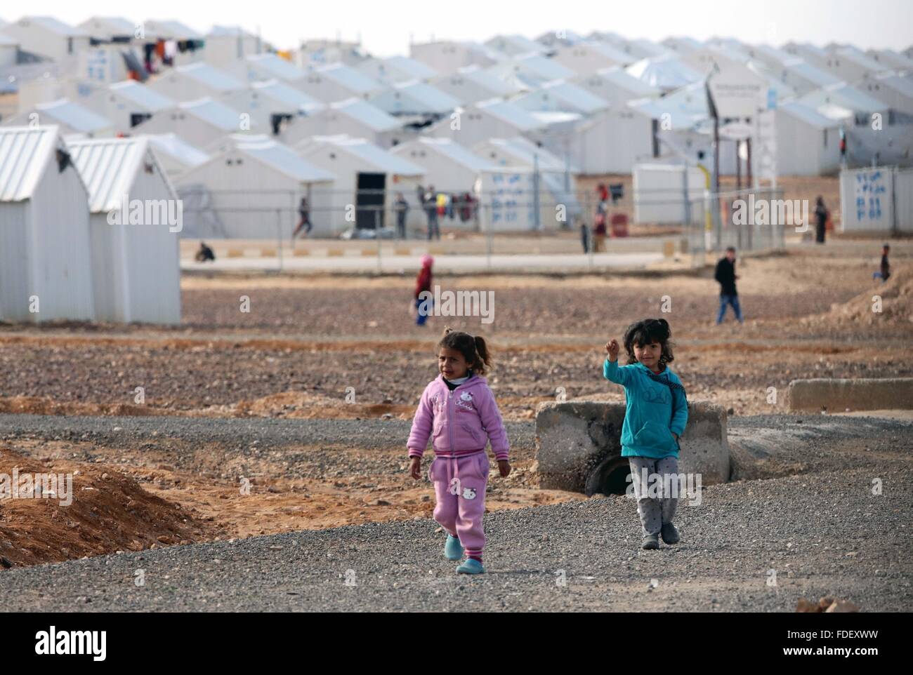 Mafraq. 30th Jan, 2016. Syrian children play at Azraq Syrian refugee ...