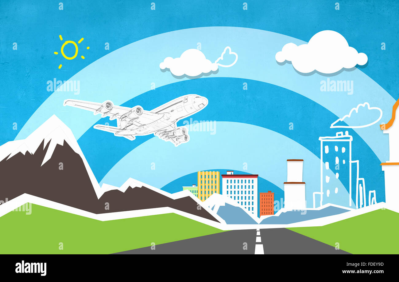 Composite collage with modern city landmarks and buildings Stock Photo ...