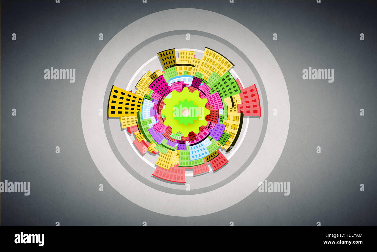 Composite collage with modern city landmarks and buildings Stock Photo ...