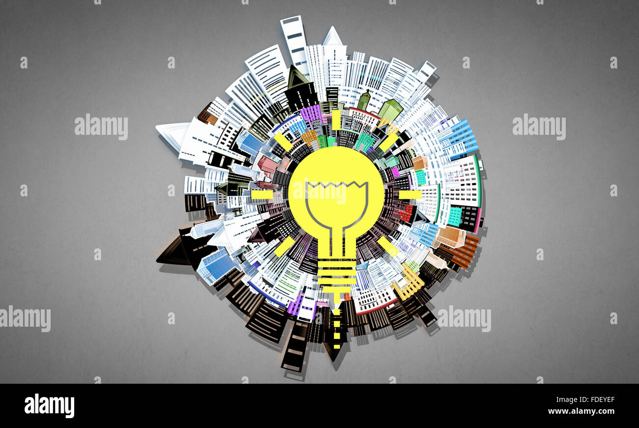 Composite collage with modern city landmarks and buildings Stock Photo ...