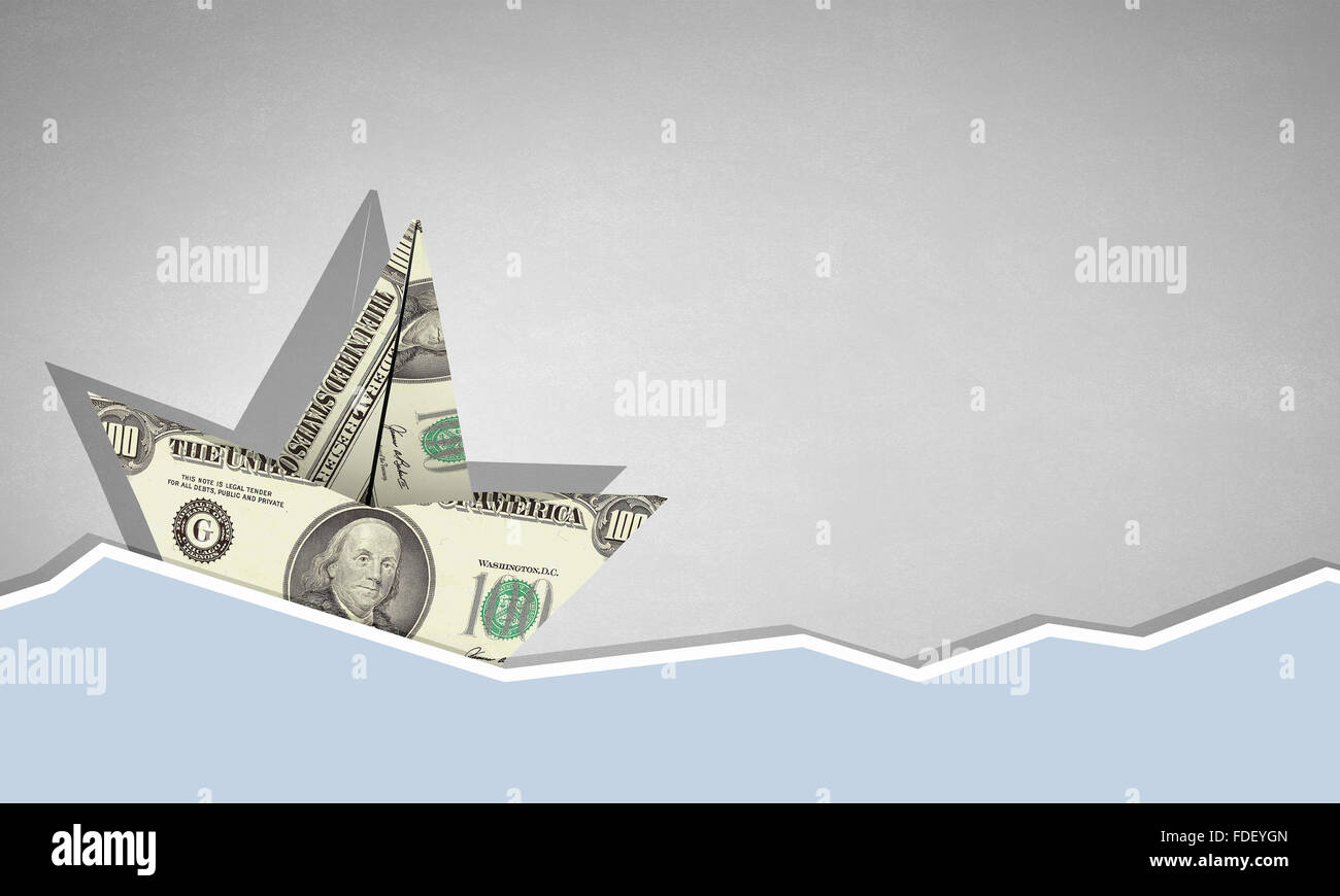 Ship made of dollar banknote floating in water Stock Photo - Alamy