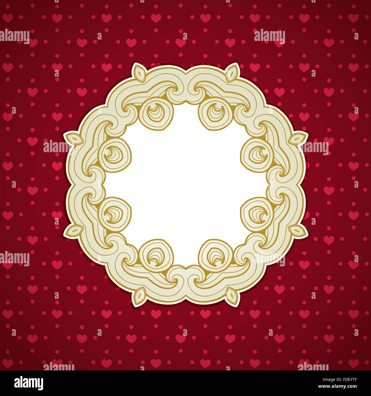 Decorative round frame on a red background Stock Photo - Alamy