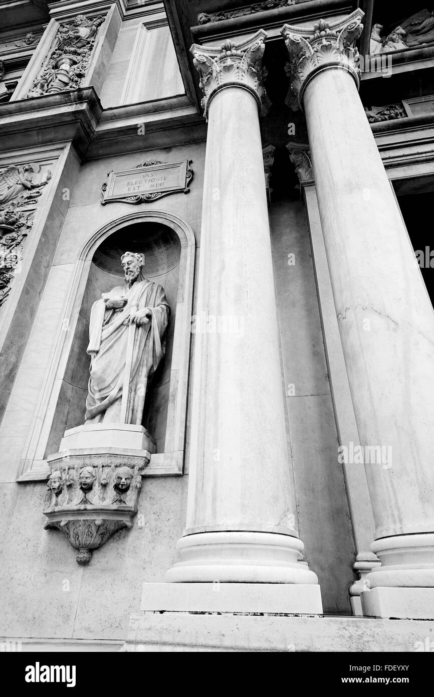 marble in old historical construction italy europe milan and statue ...