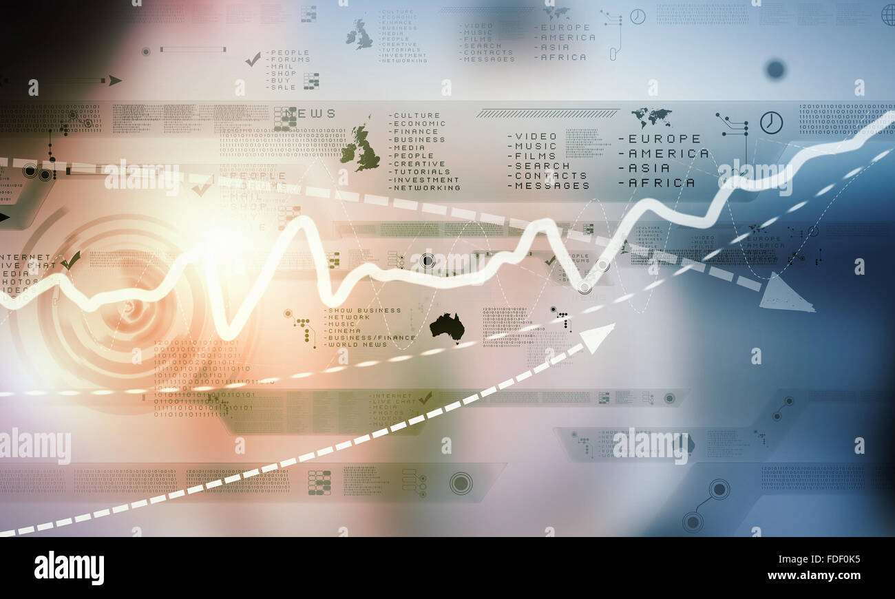 Conceptual image with financial charts and graphs on digital background ...