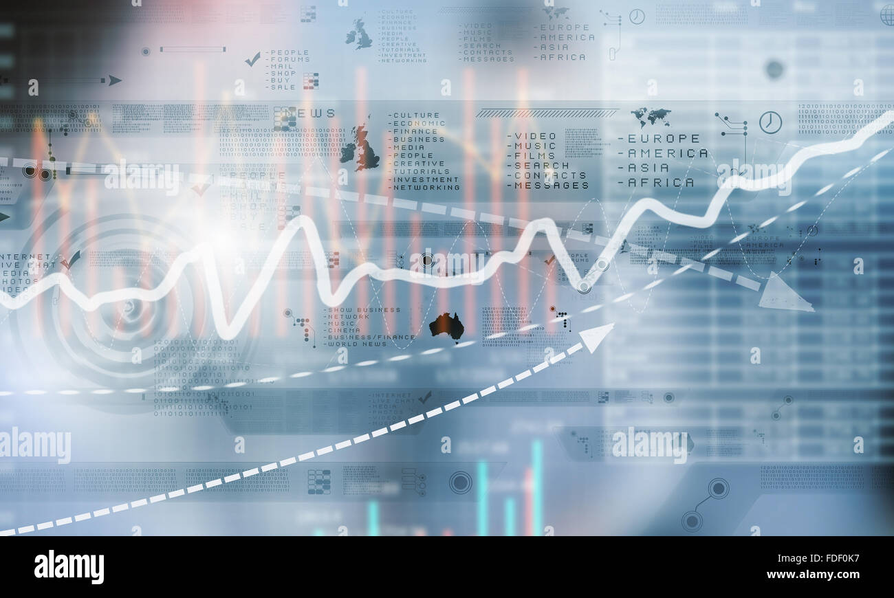 Conceptual image with financial charts and graphs on digital background ...