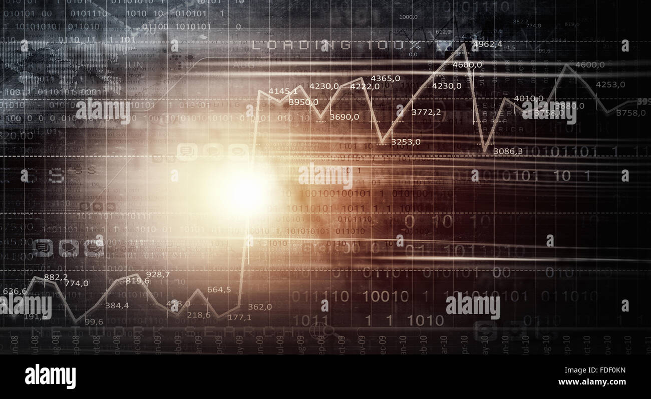 Conceptual image with financial charts and graphs on digital background ...