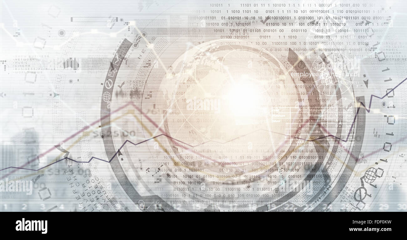 Conceptual image with financial charts and graphs on digital background ...