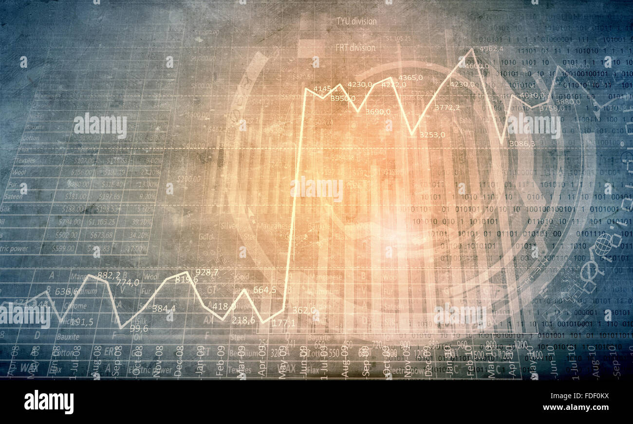 Conceptual image with financial charts and graphs on digital background ...
