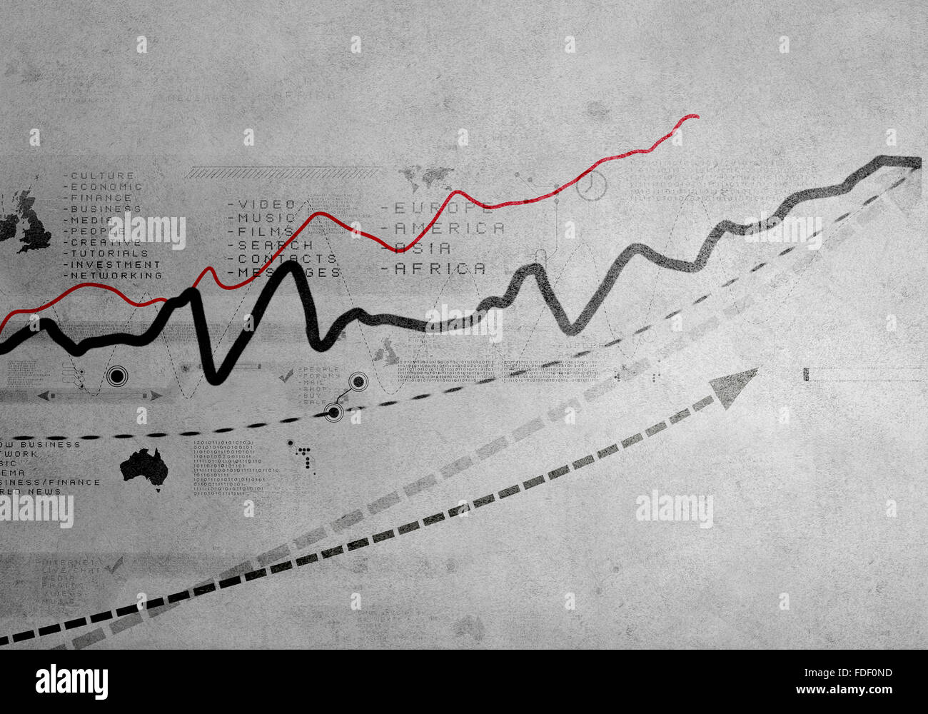 Background image with graph on wall rising up Stock Photo - Alamy