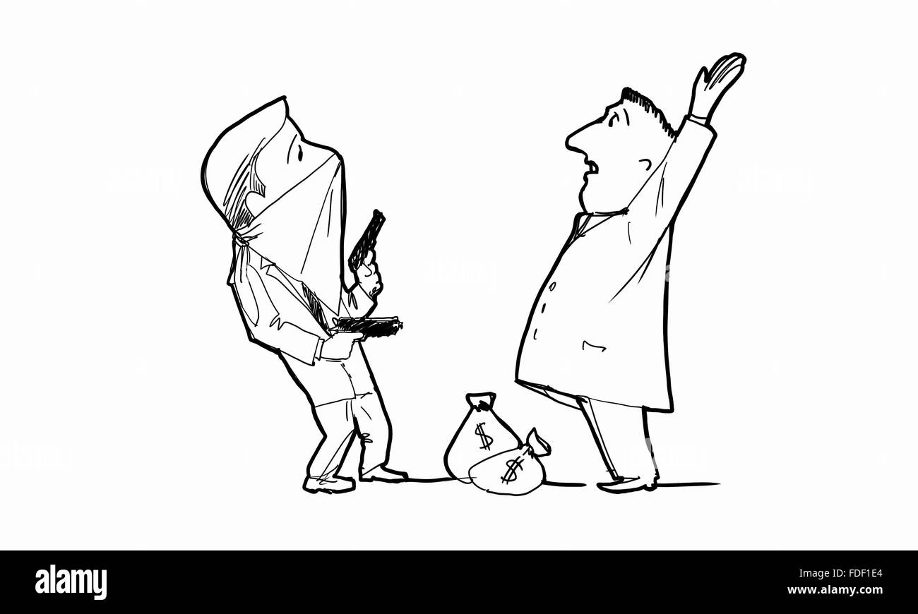 Caricature funny image of robbery concept on white background Stock ...