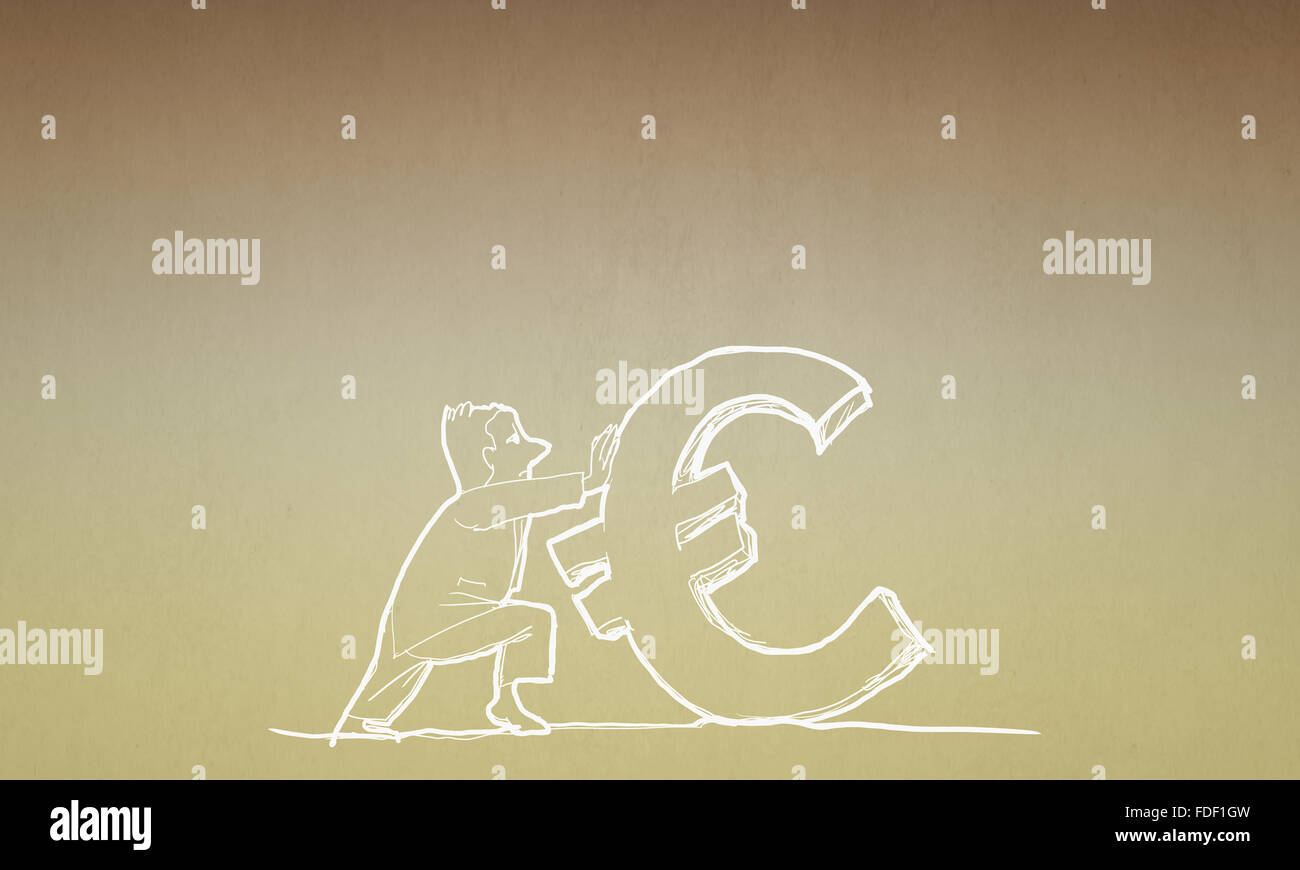 Caricature of funny businessman pulling euro sign Stock Photo - Alamy