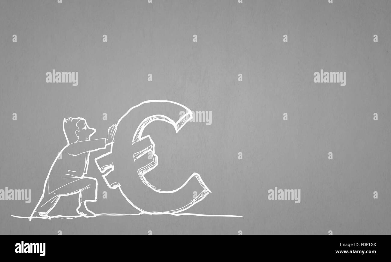 Caricature of funny businessman pulling euro sign Stock Photo - Alamy