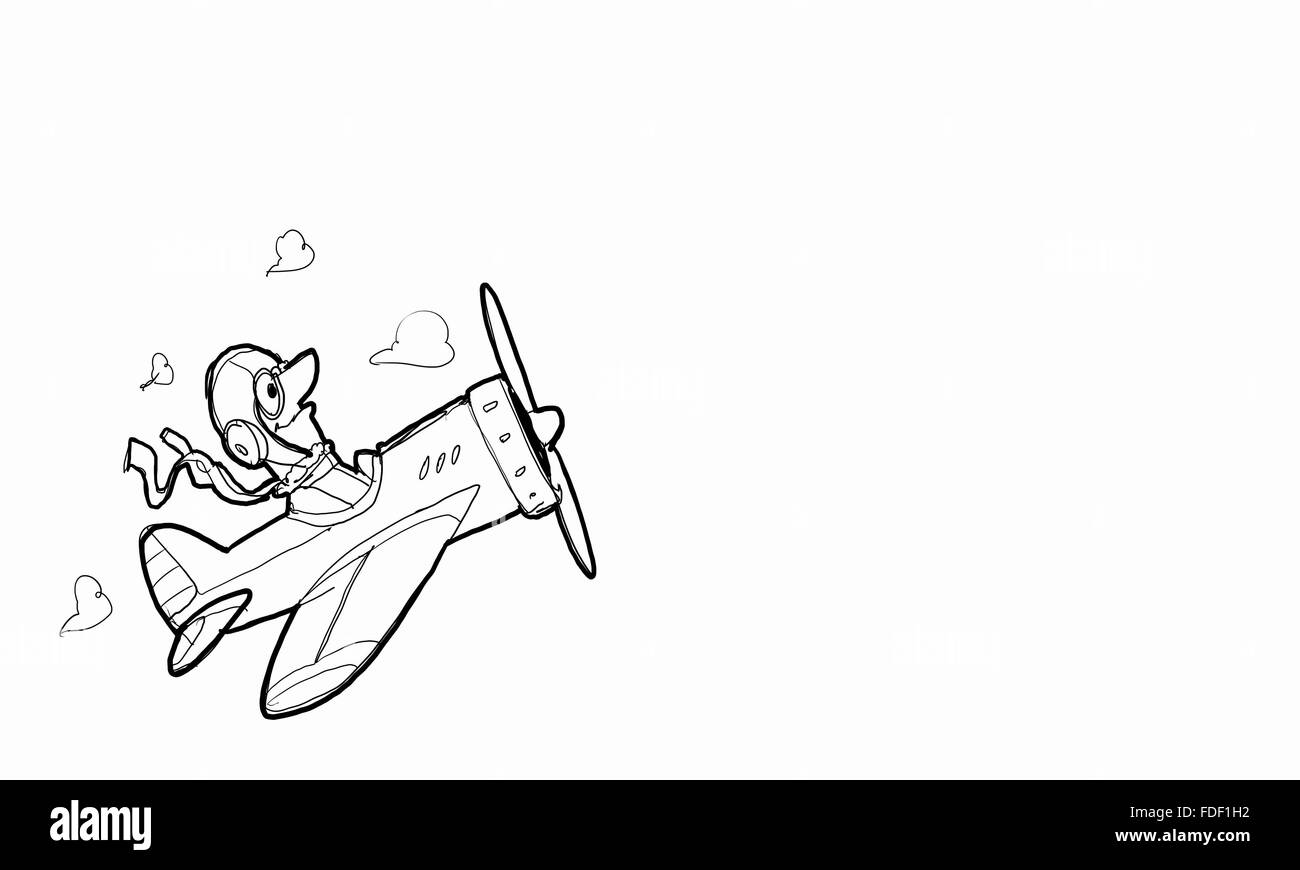 Cartoon plane Black and White Stock Photos & Images - Alamy