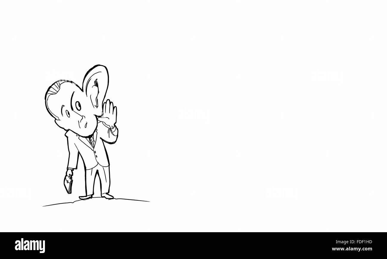 Caricature of funny man with big ear Stock Photo - Alamy