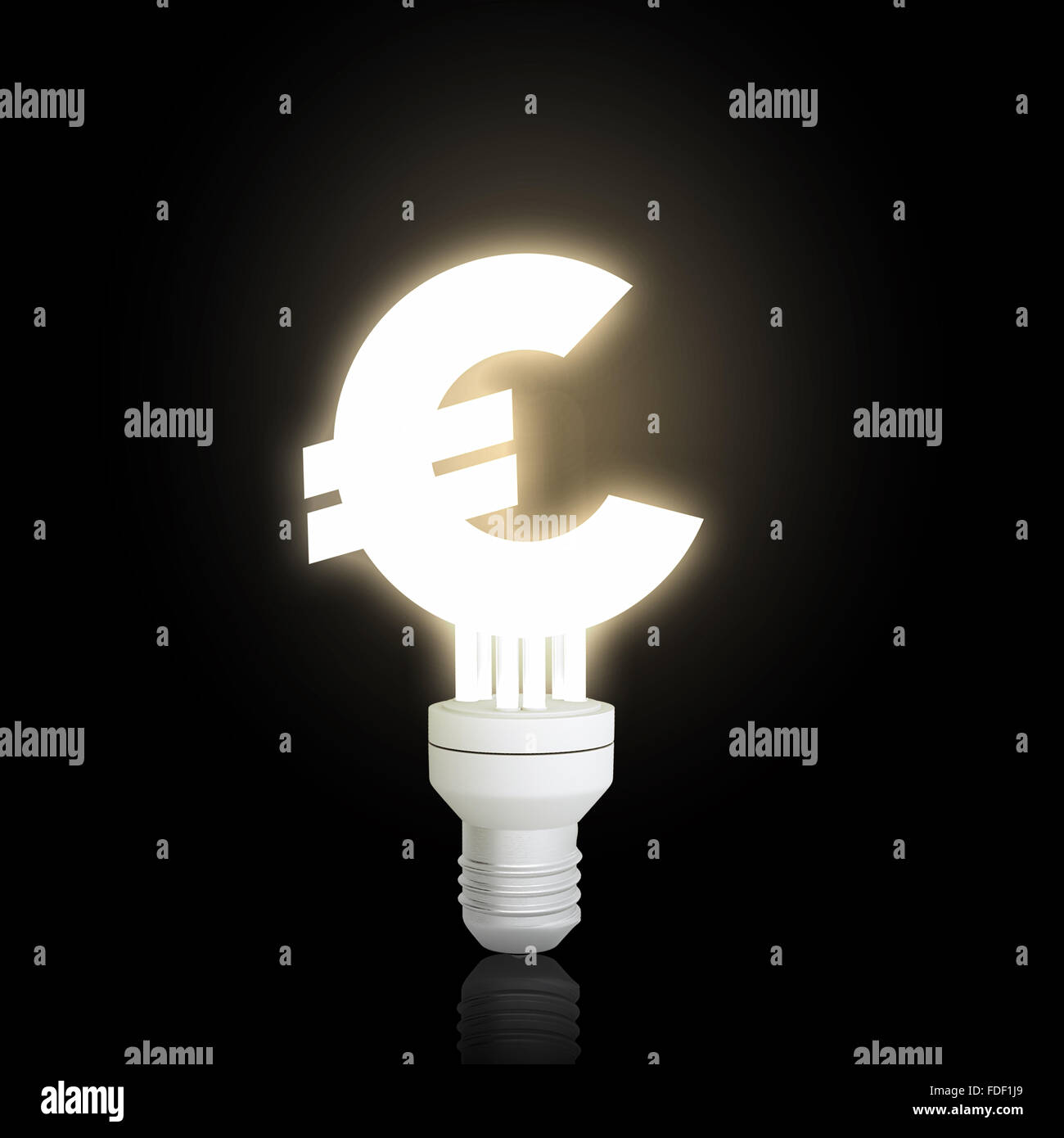 Glowing light bulb with euro concept on black background Stock Photo ...