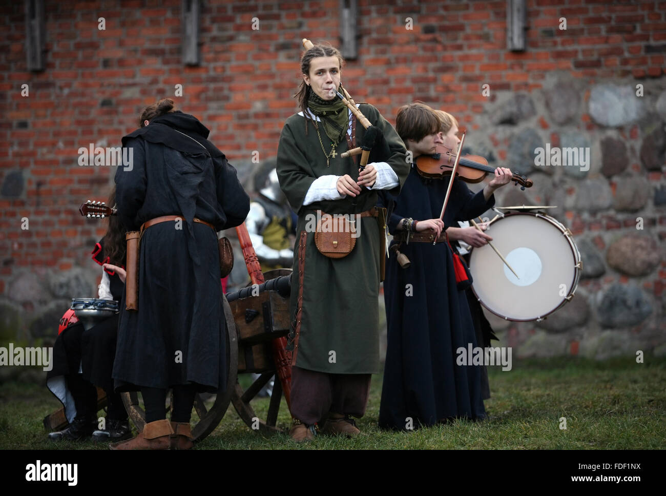 Medieval musicians during procession. Show in Kaunas Stock Photo - Alamy