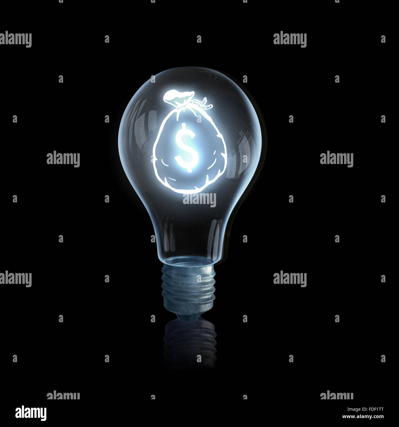 Light bulb with dollar symbol on dark background Stock Photo - Alamy